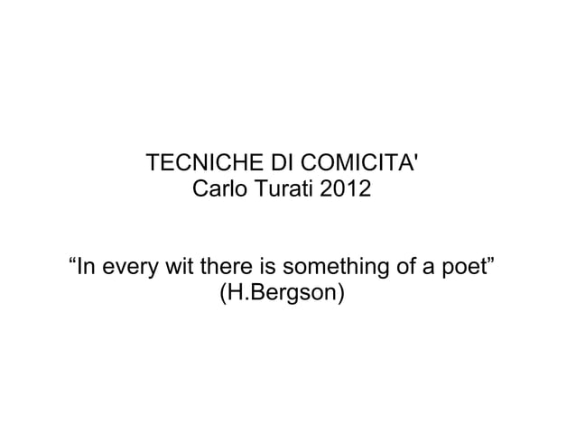 Tecniche di comicità | PPT