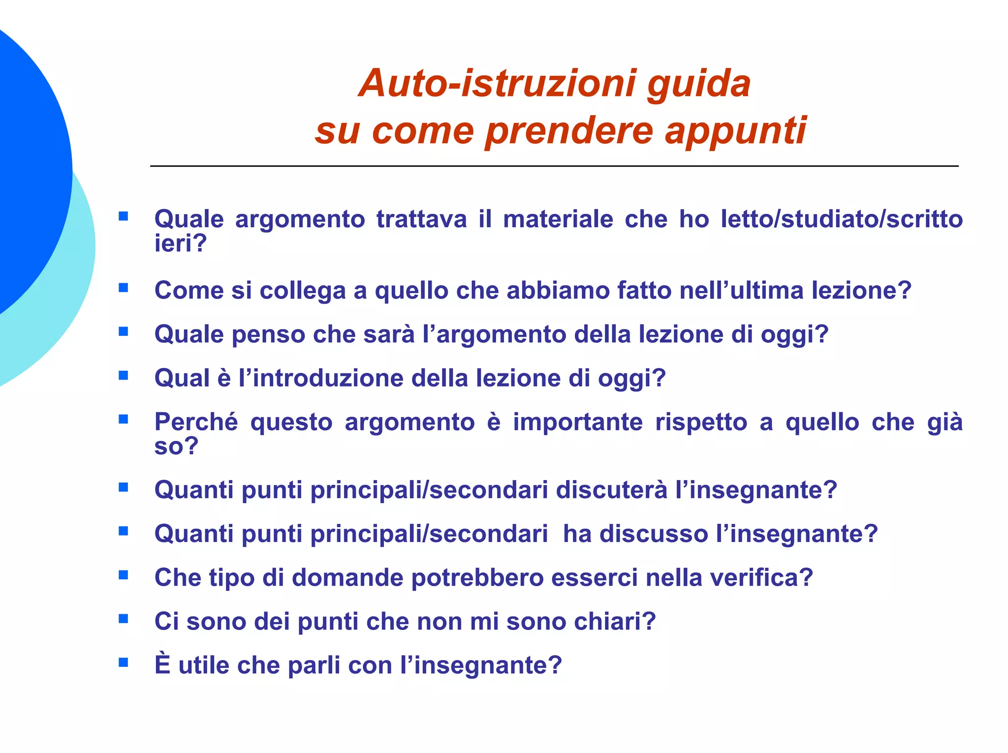 Tecniche insegnamento metacognizione 1 | PPT
