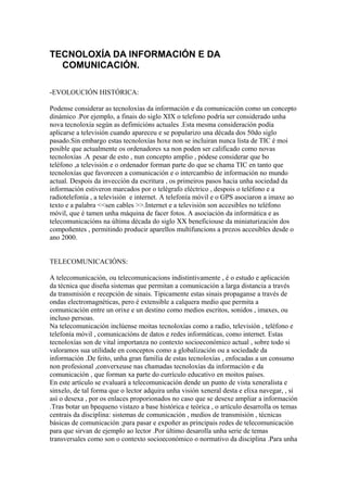 Tecnoloxía da información e da comunicación | DOC