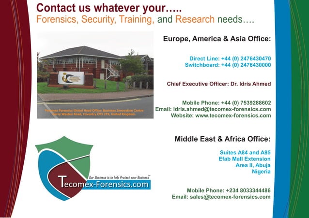 Tecomex Forensics Brochure 2014 | PPT