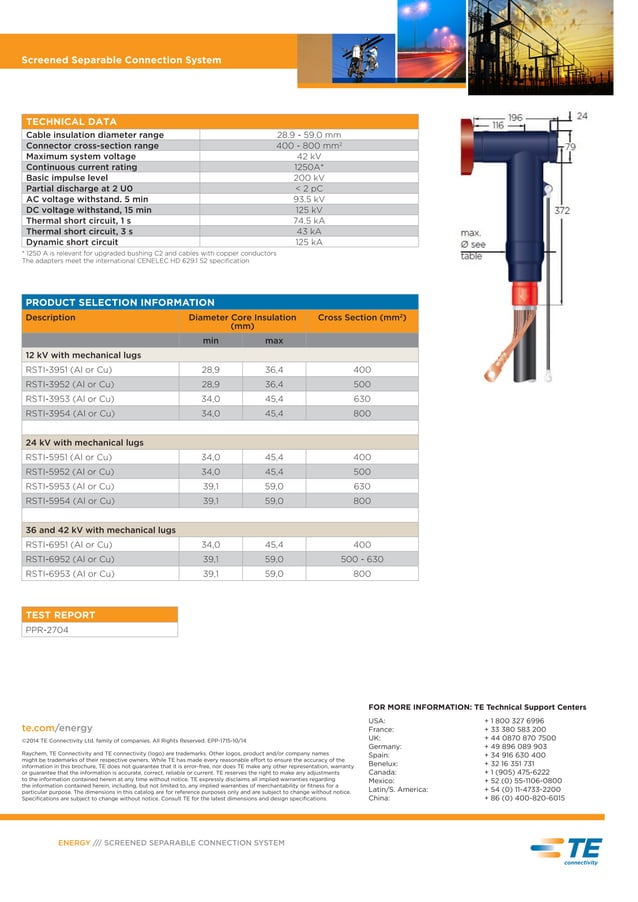 TE Connectivity Tyco Screened Separable Connectors (Raychem RSTI) | PDF | Computer Peripherals ...