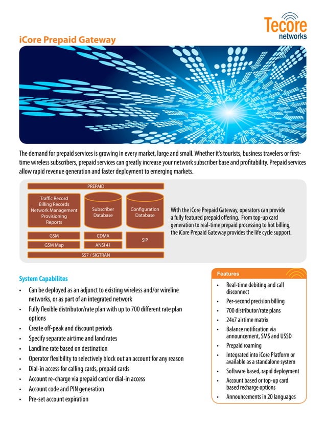Tecore networks icoreprepaidgateway | PDF | Phone Services | Home Utilities