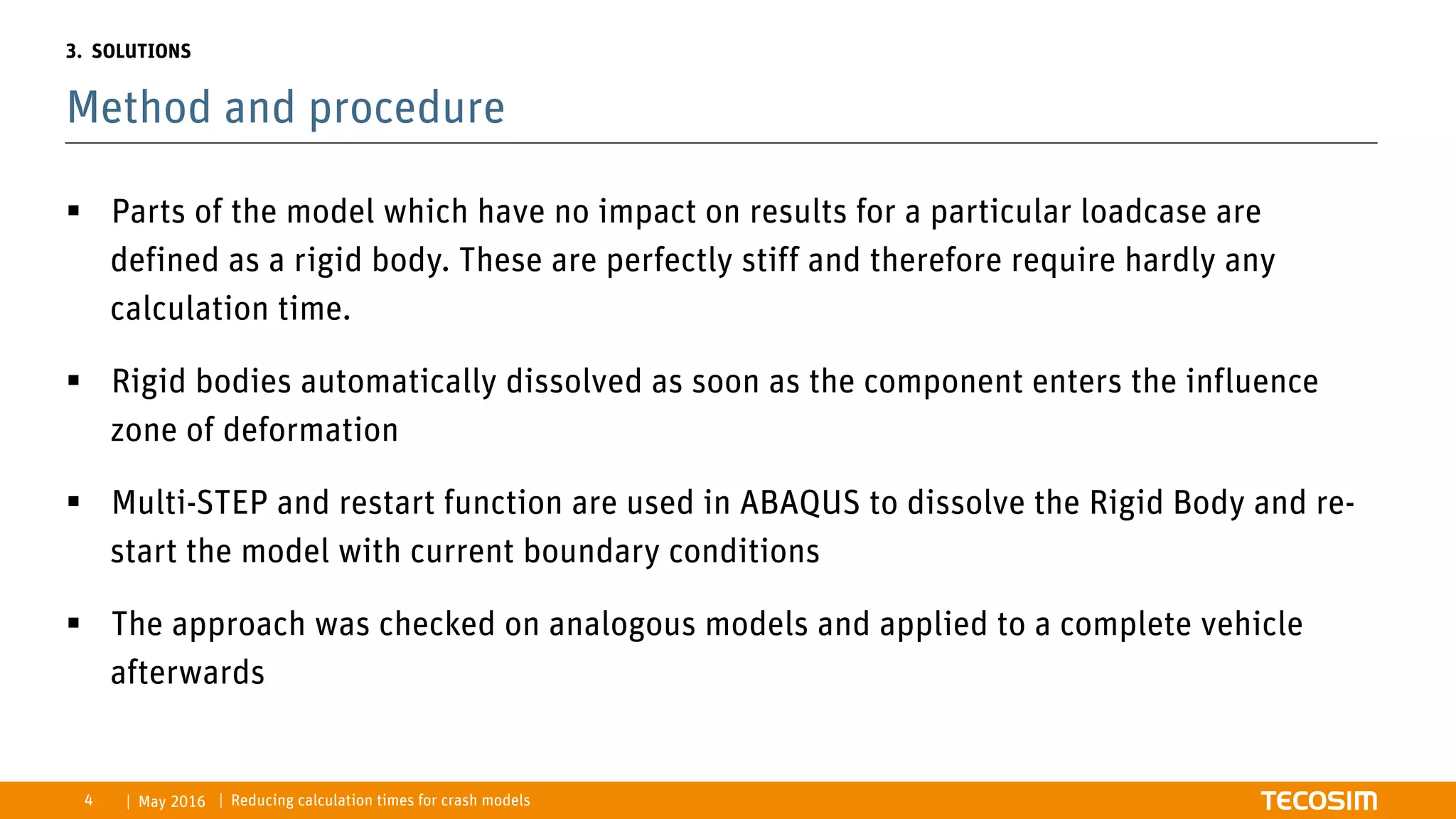 Tecosim research project: Reducing calculation times for crash models | PPT