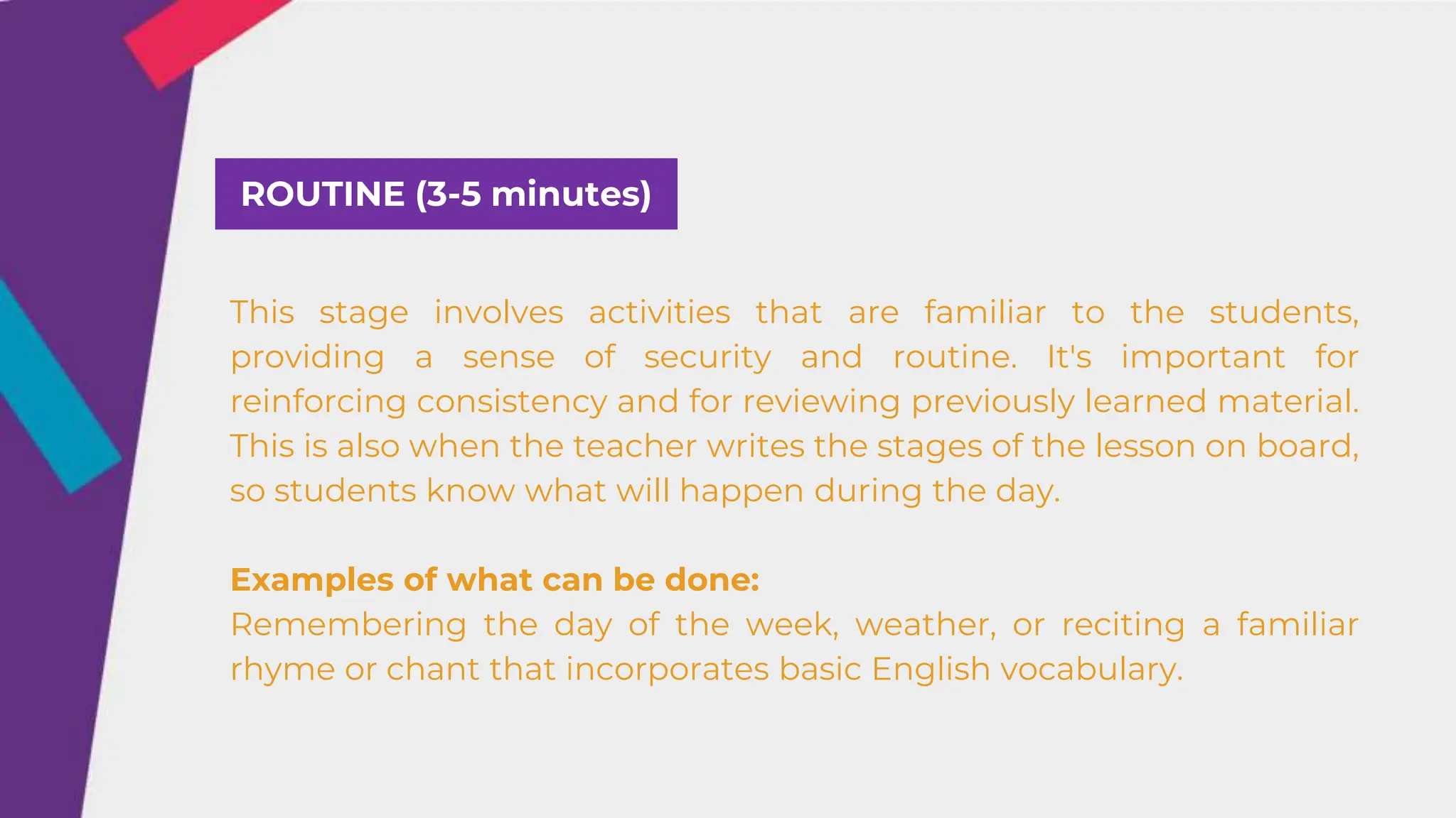 TEC Pre-primary The Stages of a Lesson PPT | PPTX