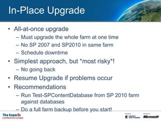 TEC2010 SharePoint 2010 Upgrade | PPTX | Operating Systems | Computer Software and Applications