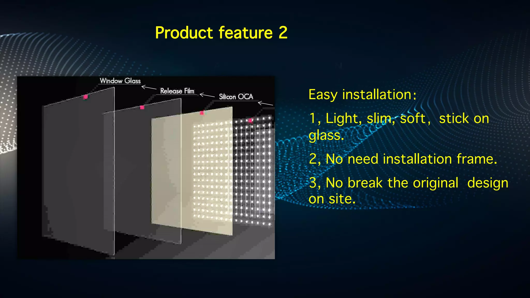 TEC Stickit series film led media displays features, soft, invisible ...