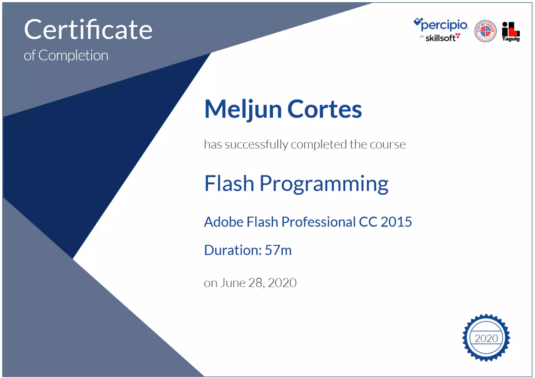 SKILL SOFT Tectoc certificate_digital_arts_flash_programming | PDF