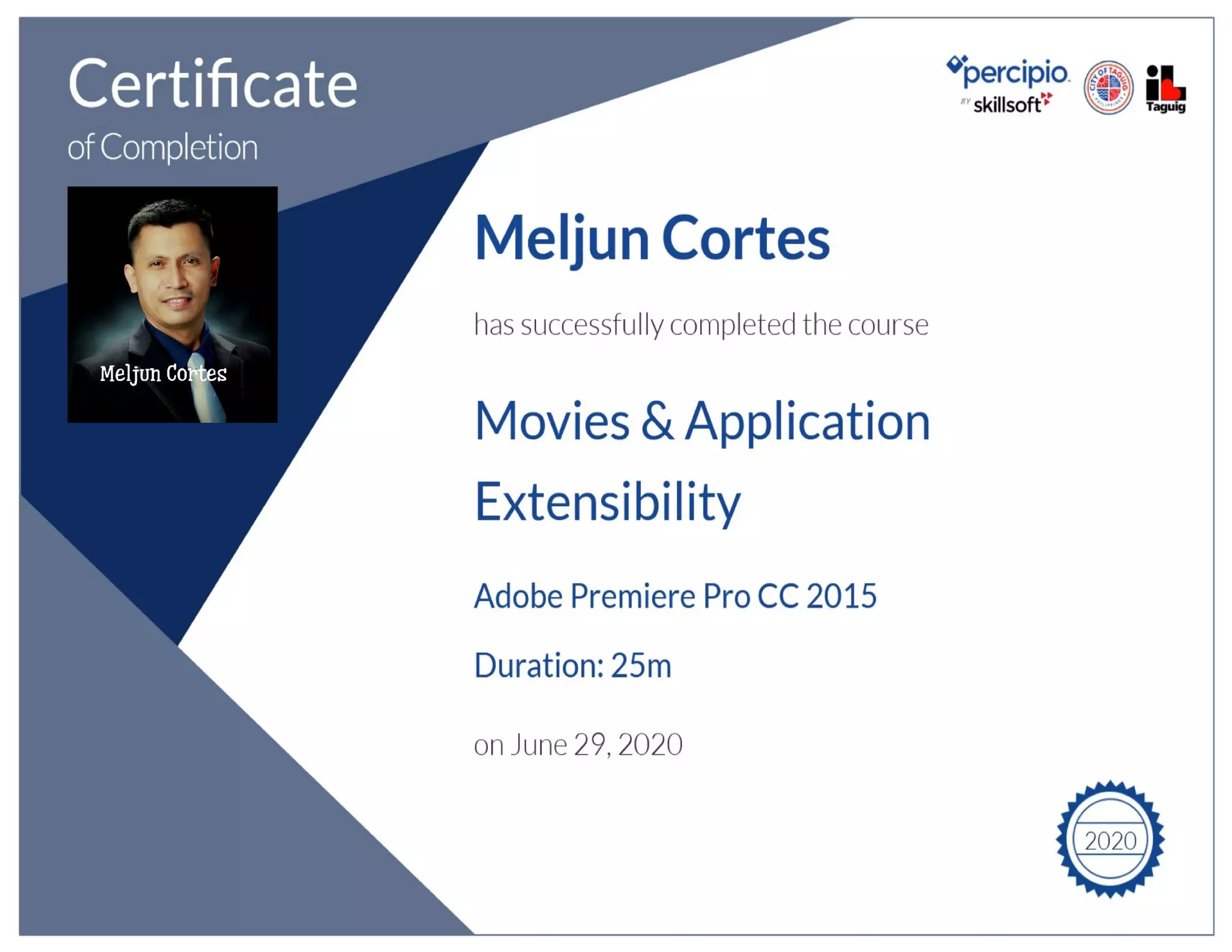 MELJUN CORTES Tectoc certificate_digital_arts_movies_application ...
