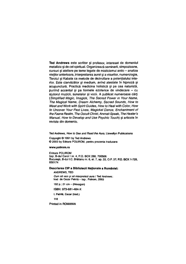 Ted andrews-cum-sa-vezi-si-sa-interpretezi-aura | PDF