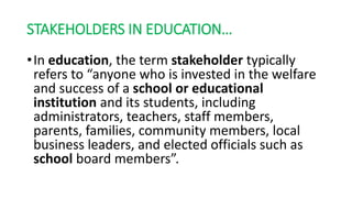 TED 903 C STAKEHOLDERS IN CURRICLUM IN EDUCATION - MARCH 2024.pptx ...