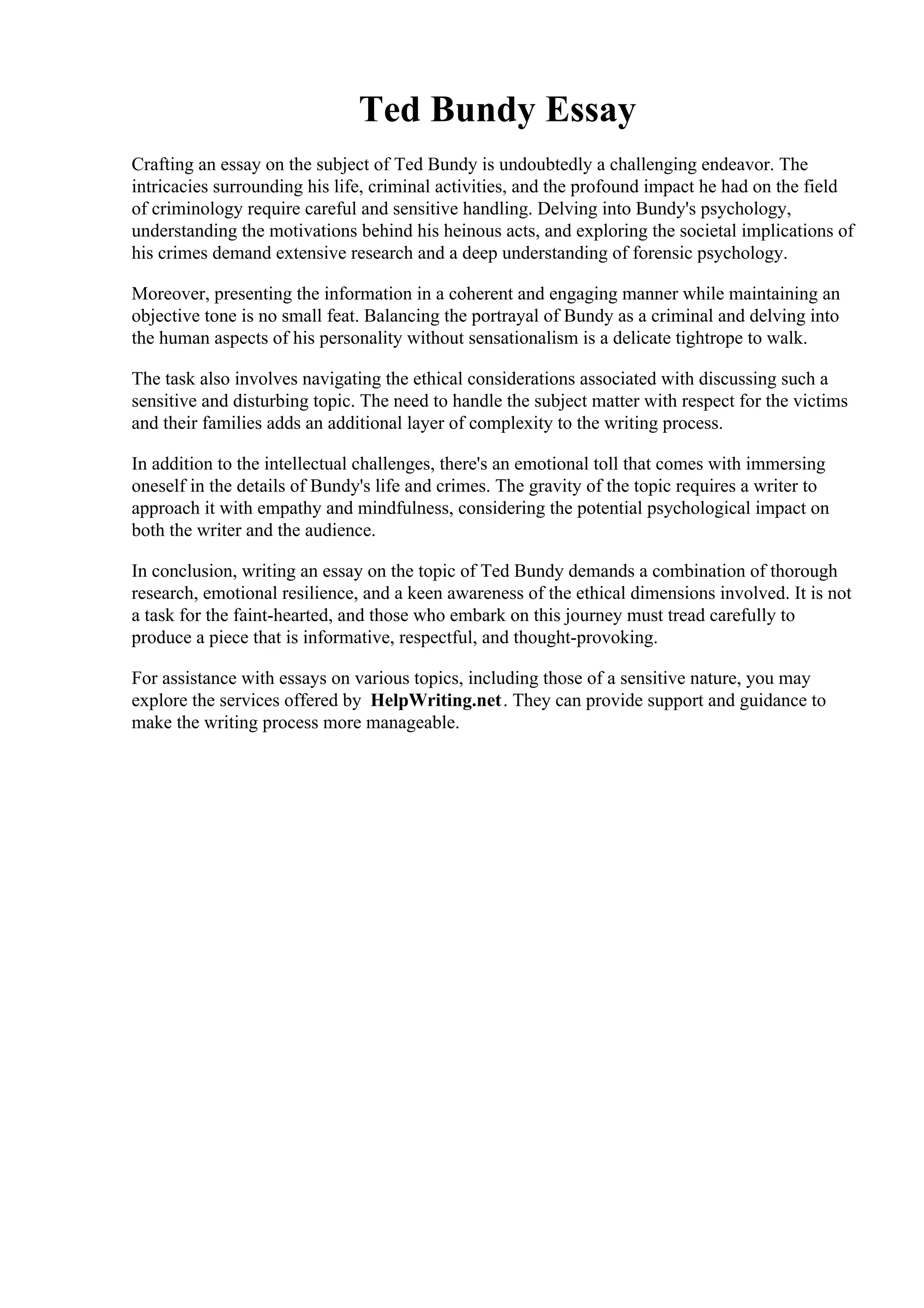 Ted Bundy Essay | PDF