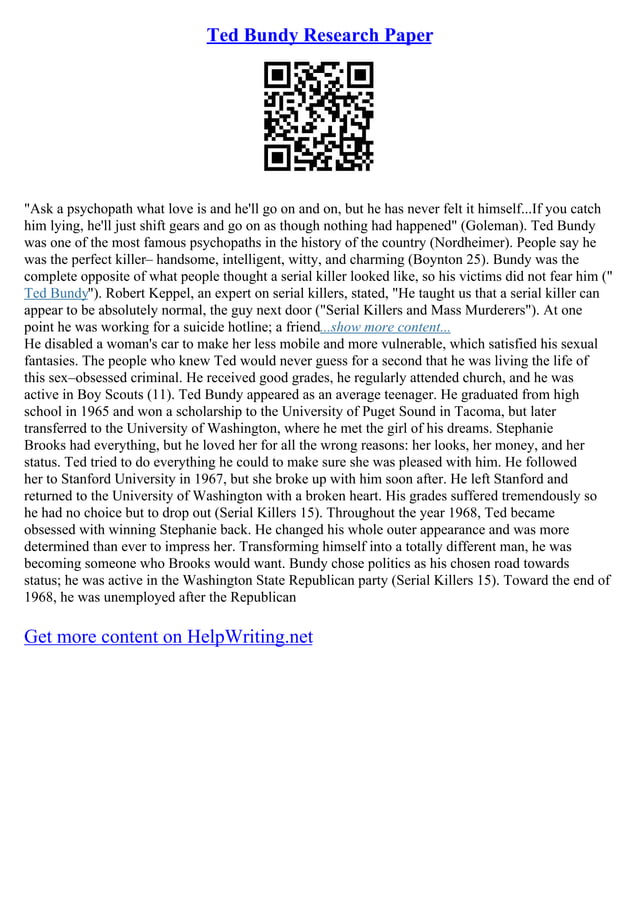 Ted Bundy Research Paper | PDF