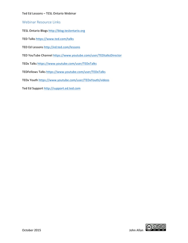 TED Ed Lesson session links, registering and customizing | PDF