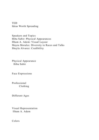 TEDIdeas Worth SpreadingSpeakers and TopicsHiba Sabir.docx