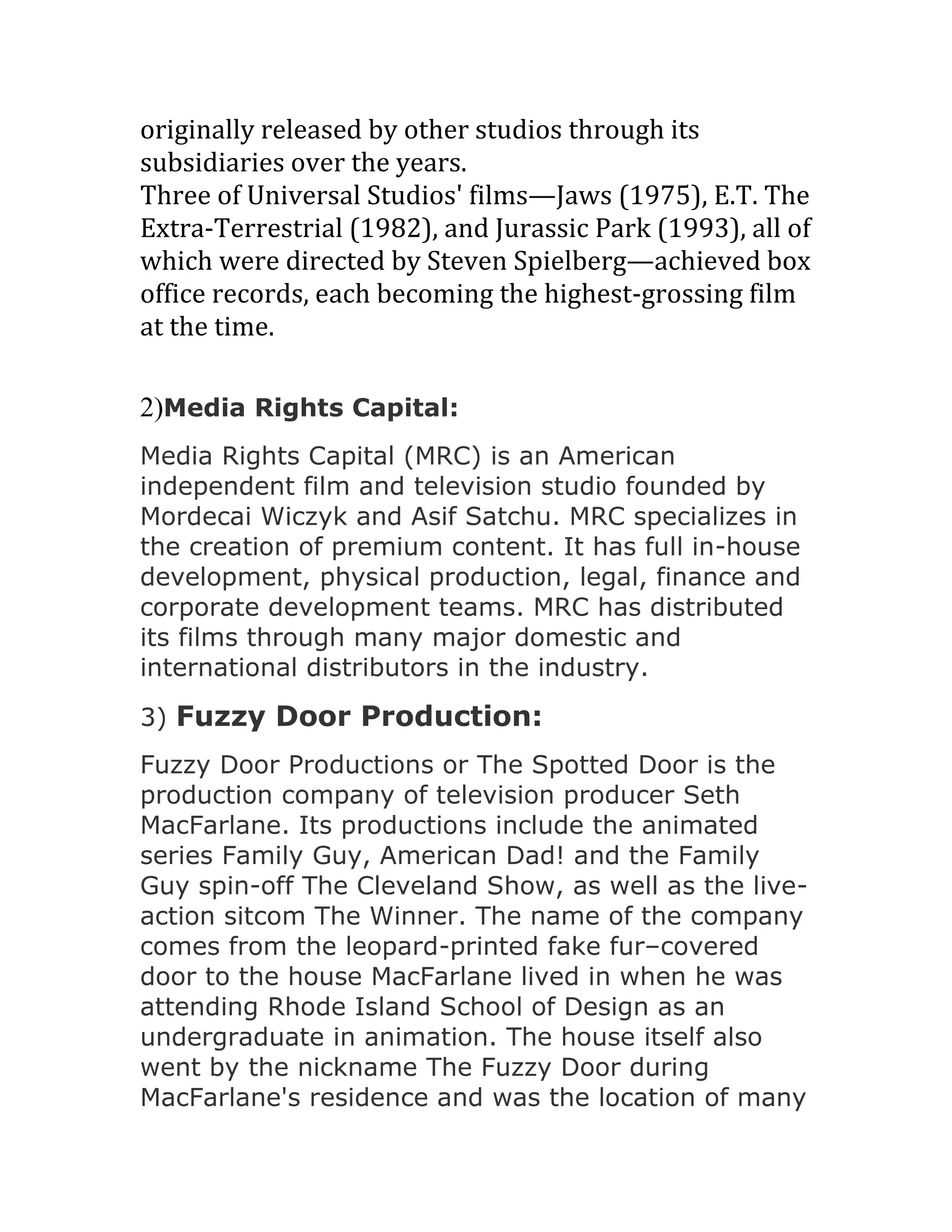 Ted movie production companies | DOCX