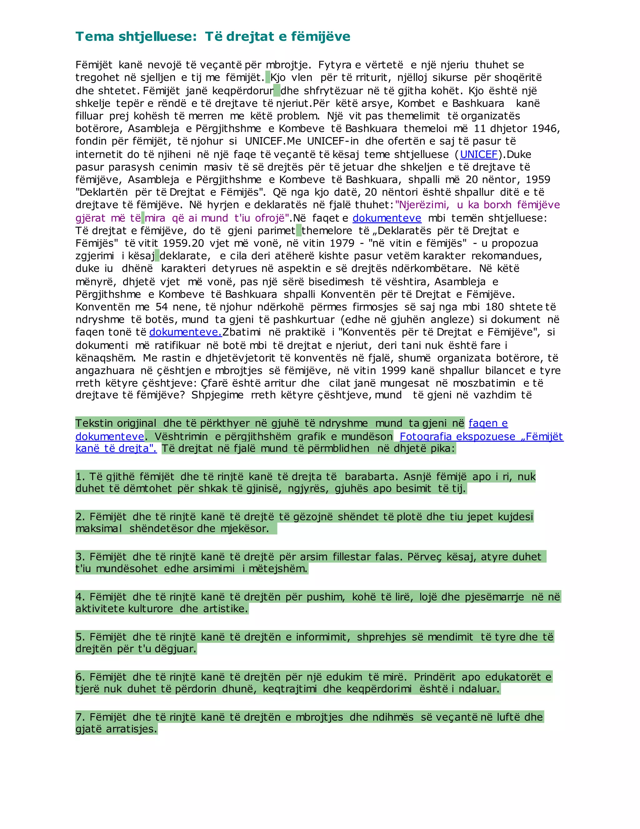 Te drejtat e femijeve | PDF