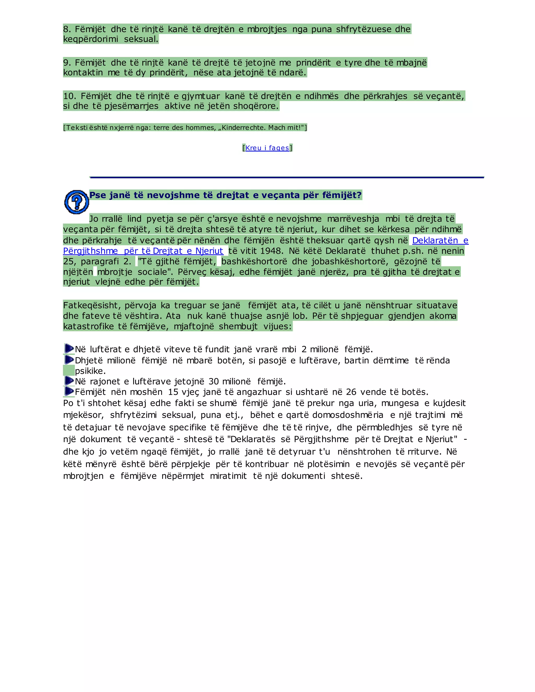 Te drejtat e femijeve | PDF