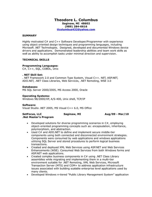 Teds Resume Sf | DOC