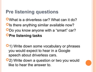 ted talk cars discussion activities for english students | PPT ...