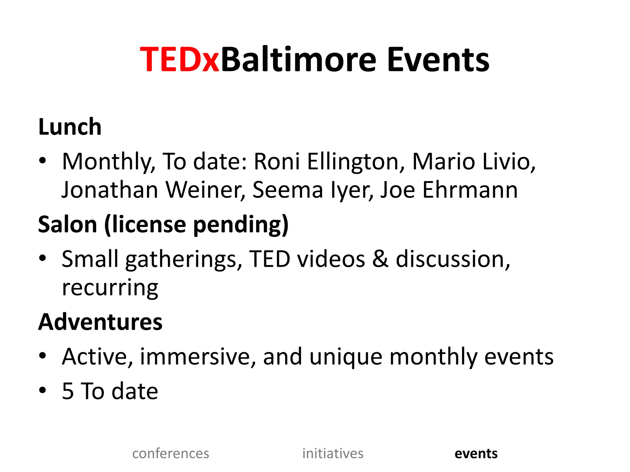 TEDx in Baltimore - Oct 2013 | PPT