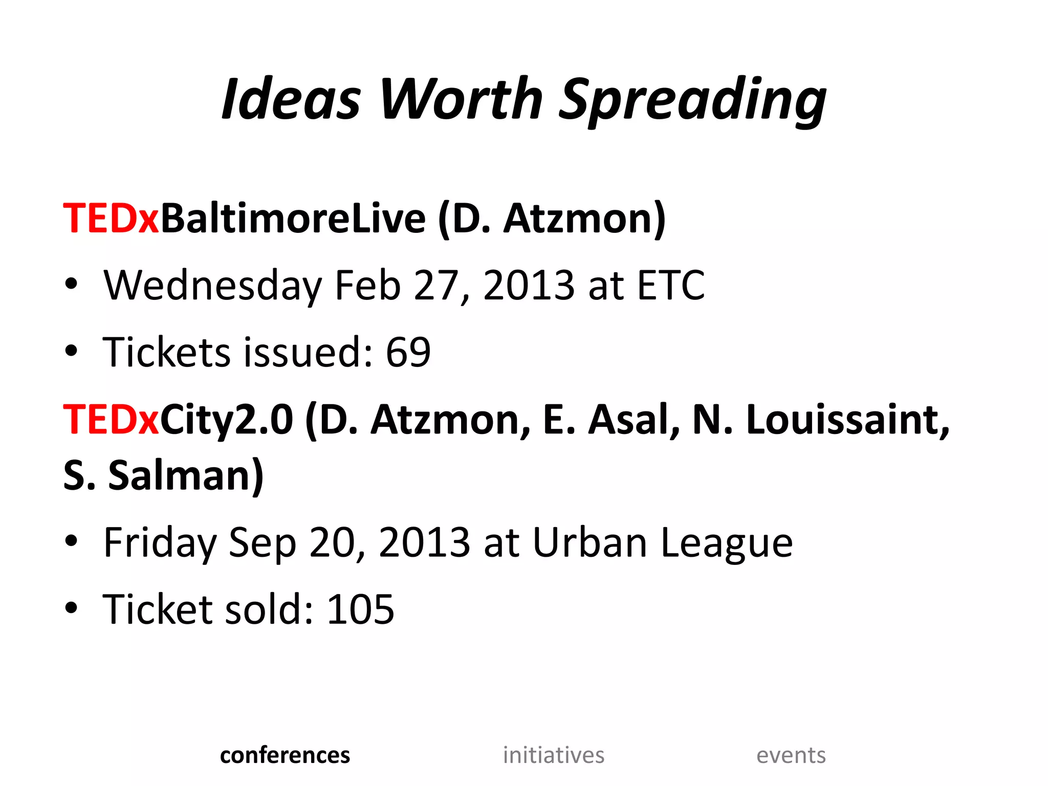 TEDx in Baltimore - Oct 2013 | PPT