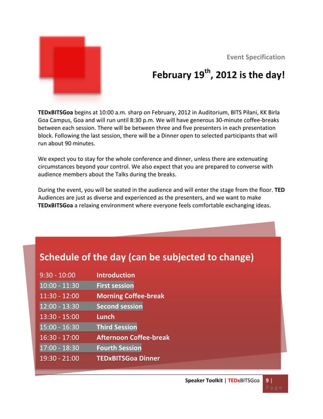 Tedxbitsgoa Speaker Toolkit Pdf Social Networking Internet