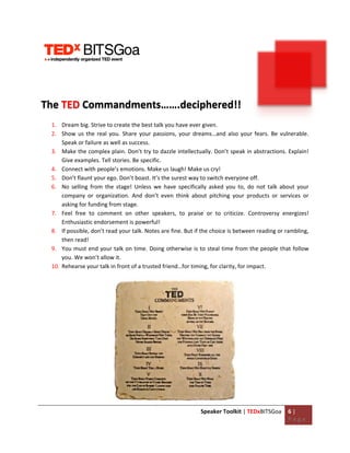 TEDxBITSGoa speaker toolkit | PDF