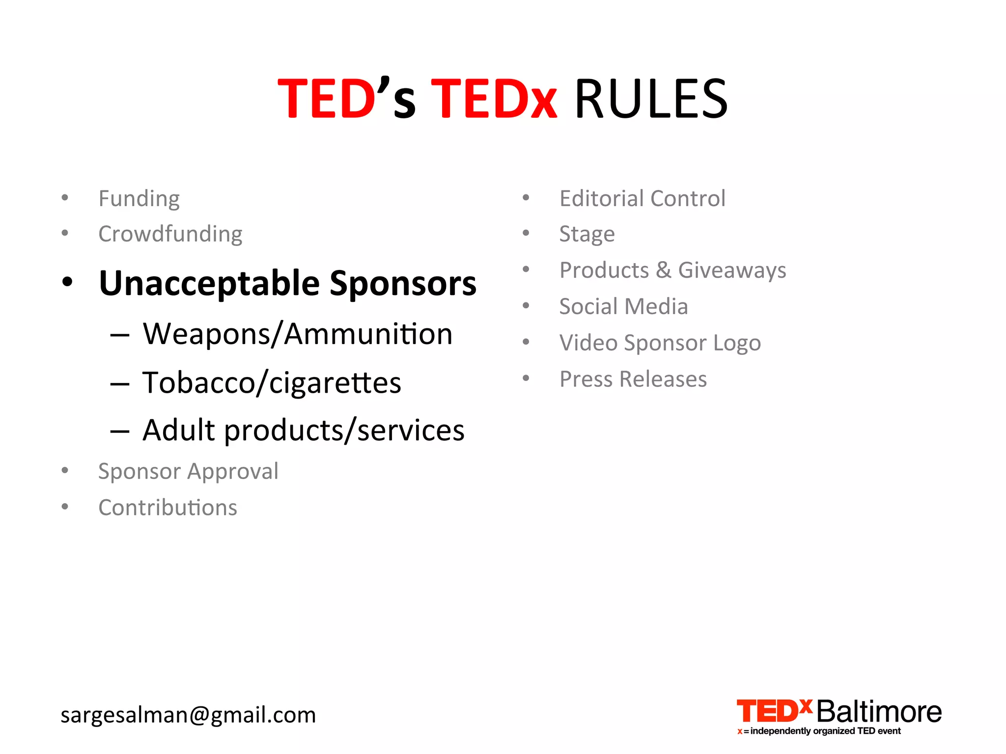TEDx Sponsorship 2015 | PDF