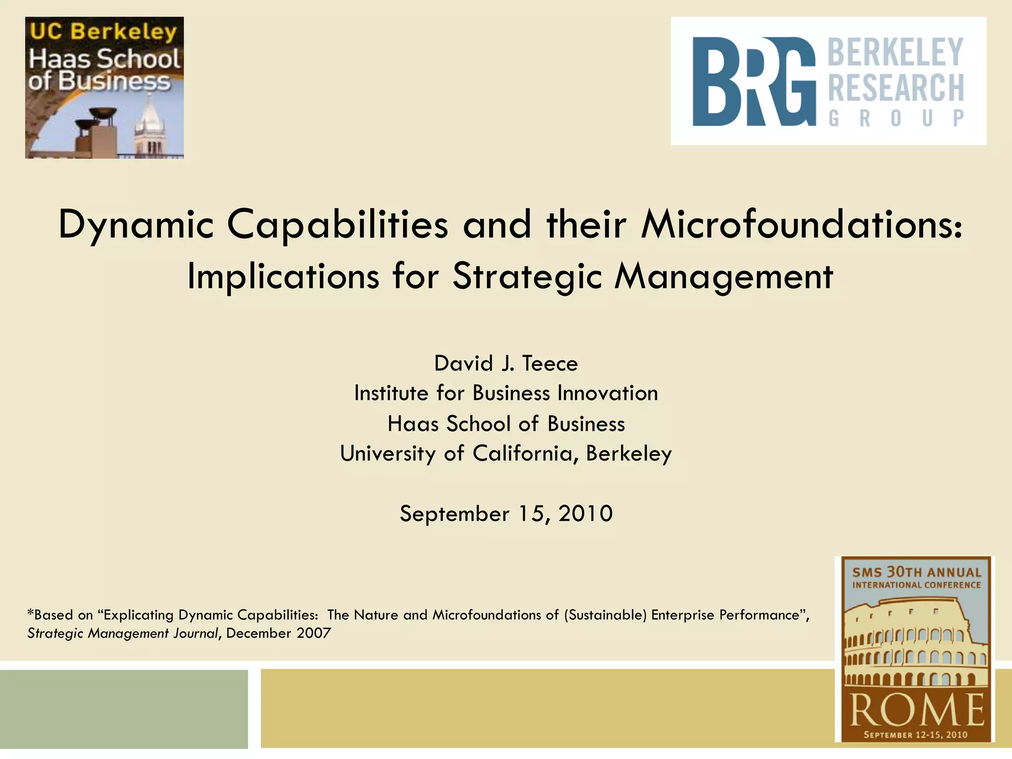 Teece dynamic capabilities-routines-versus_entrepreneurial_action_ppt | PDF