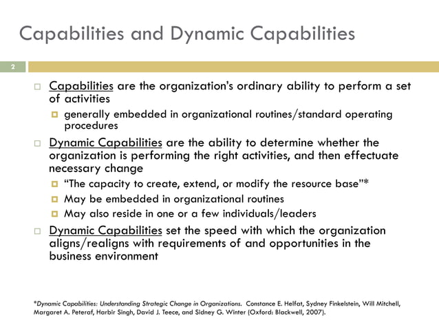 Teece dynamic capabilities-routines-versus_entrepreneurial_action_ppt | PPT