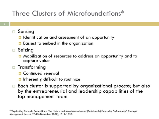 Teece Dynamic Capabilities Routines Versus Entrepreneurial Action Ppt Ppt