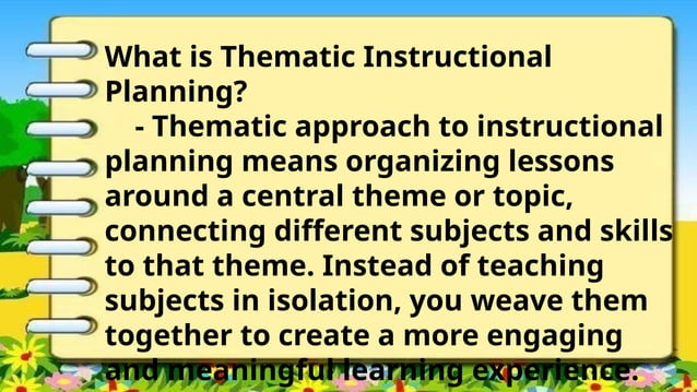Lesson 8: Thematic Approach to Instructional Planning | PPTX
