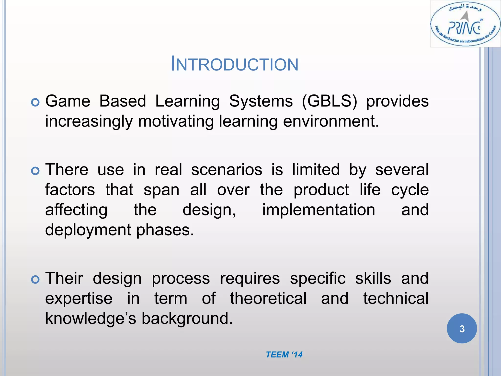 Towards Gameplay Ontology for Game Based Learning System Design Process Monitoring | PPTX