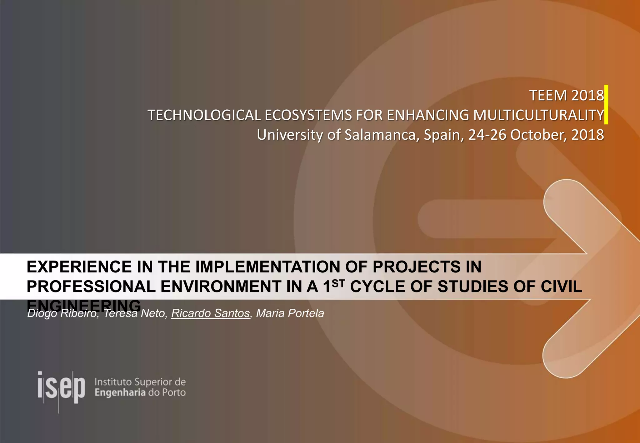 Experience in the implementation of projects in professional ...