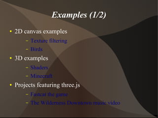 three.js WebGL library presentation | PDF