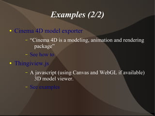 three.js WebGL library presentation | PDF