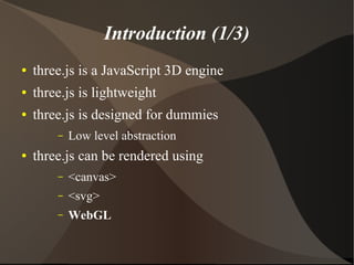 three.js WebGL library presentation | PDF