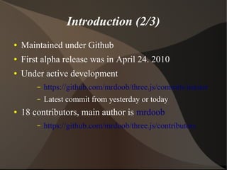 three.js WebGL library presentation | PDF