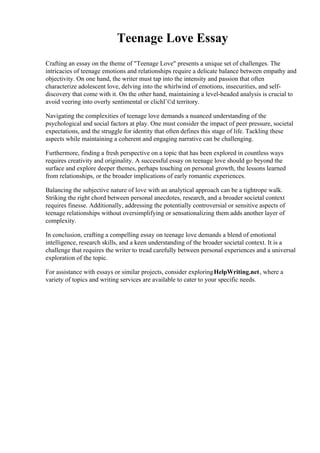 Teenage Love Essay.pdf