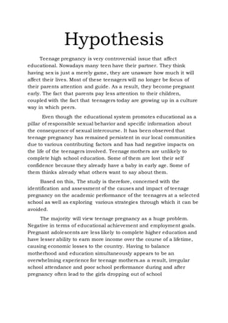 Teenage Pregnancy that affect education.docx | Pregnancy | Reproductive ...