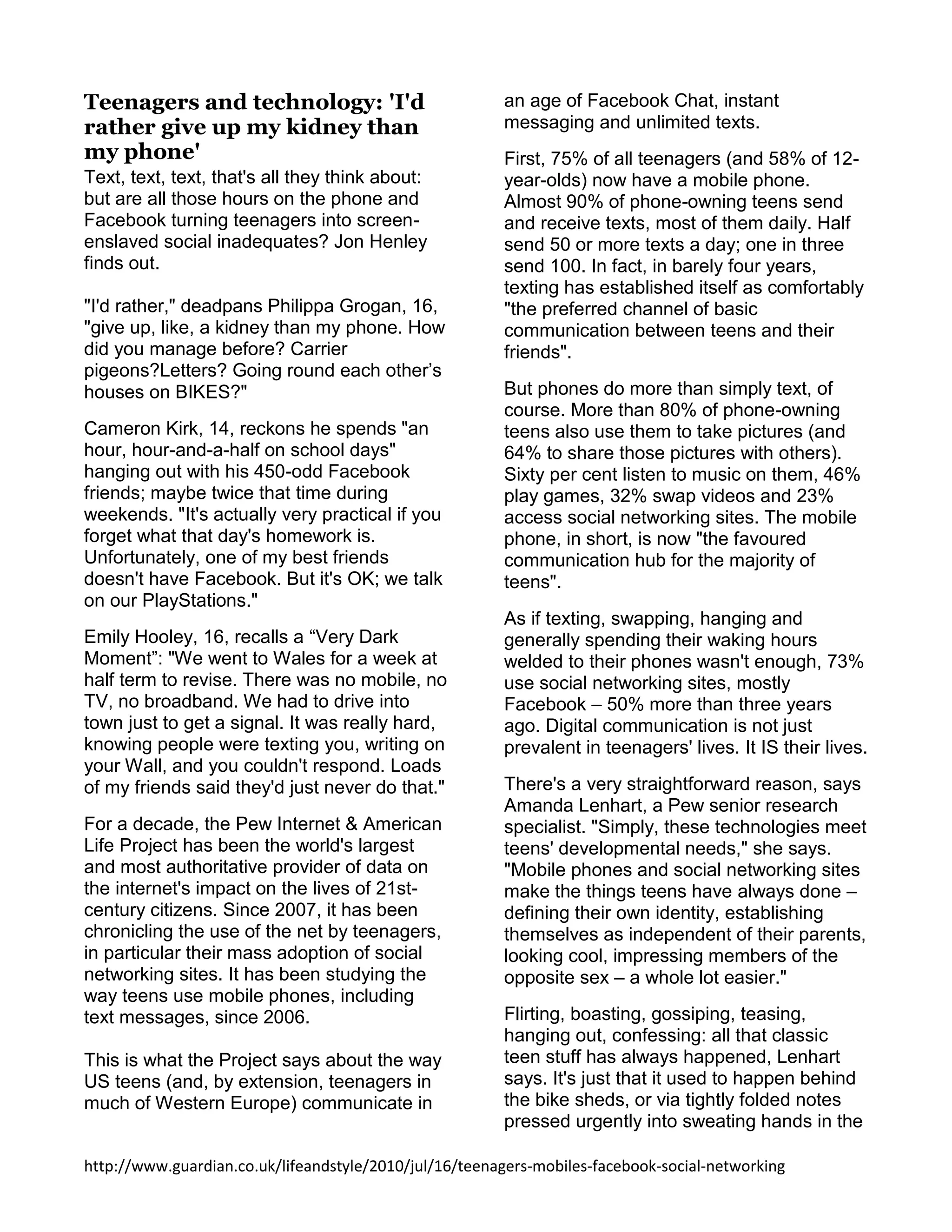 Teenagers and technology | DOCX