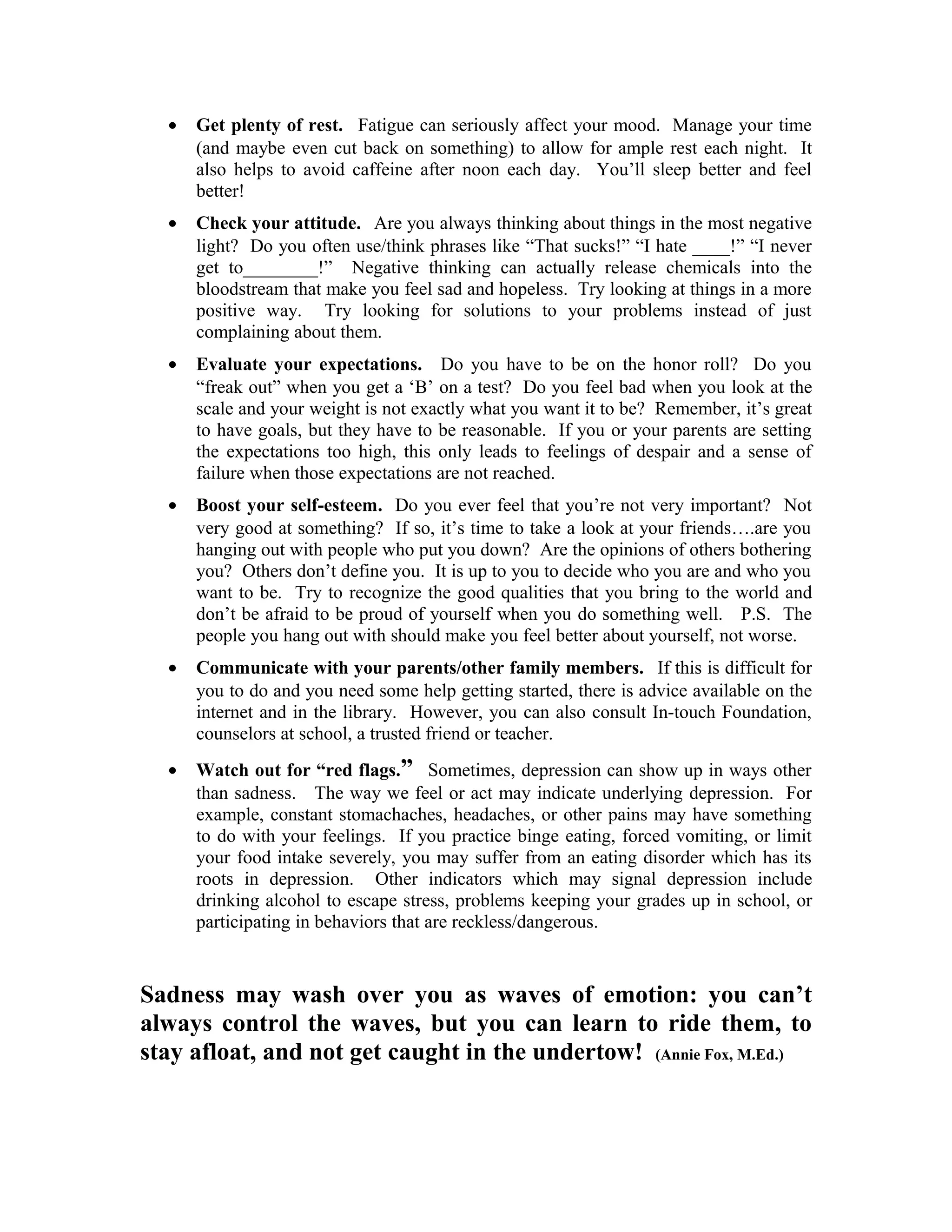 Teen depression handout | DOC