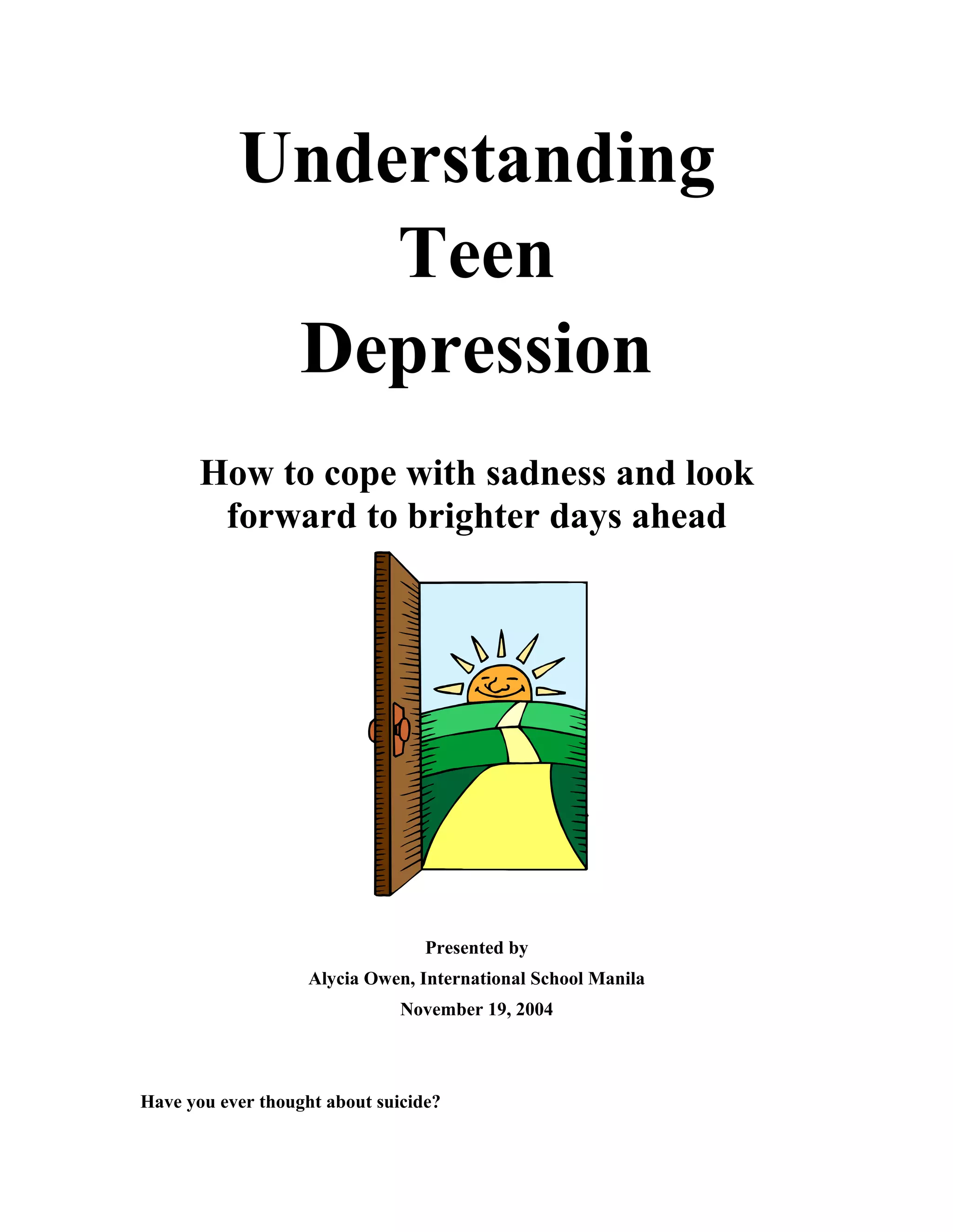 Teen depression handout | DOC