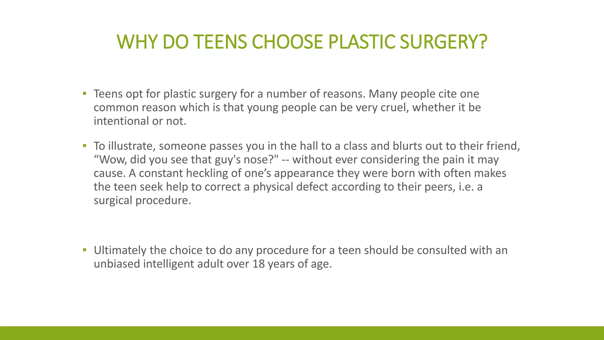 Teens & Cosmetic Surgery | PPTX