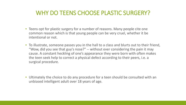 Teens & Cosmetic Surgery | PPT