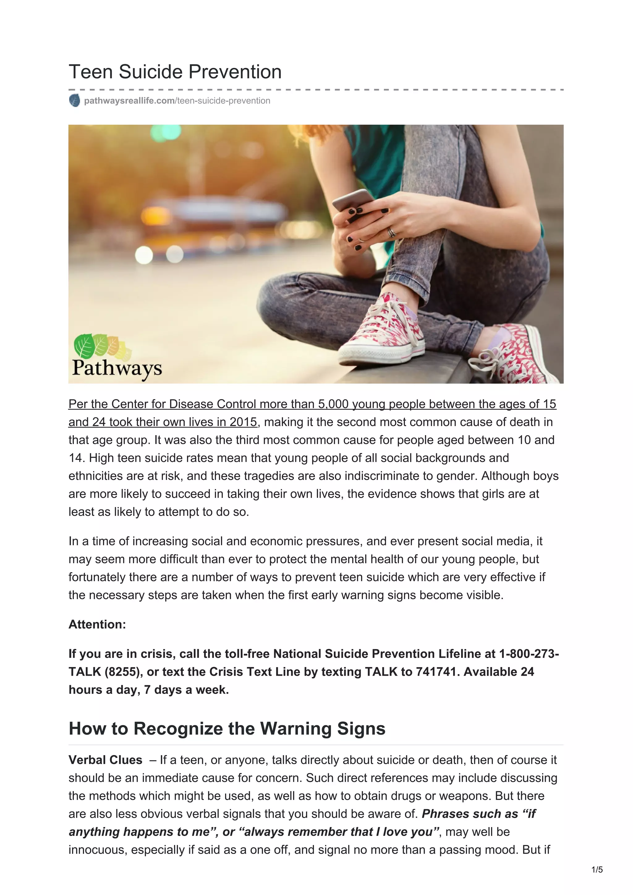 Teen suicide prevention | PDF