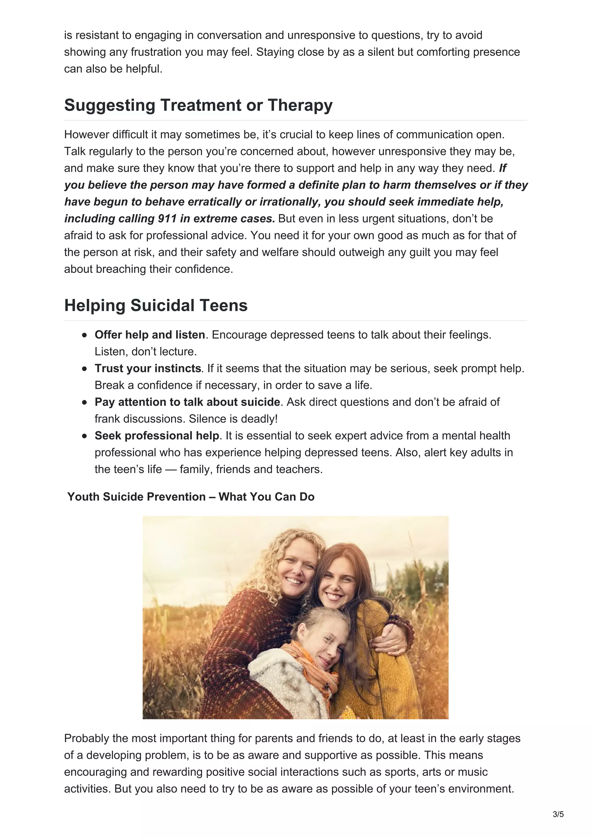 Teen suicide prevention | PDF
