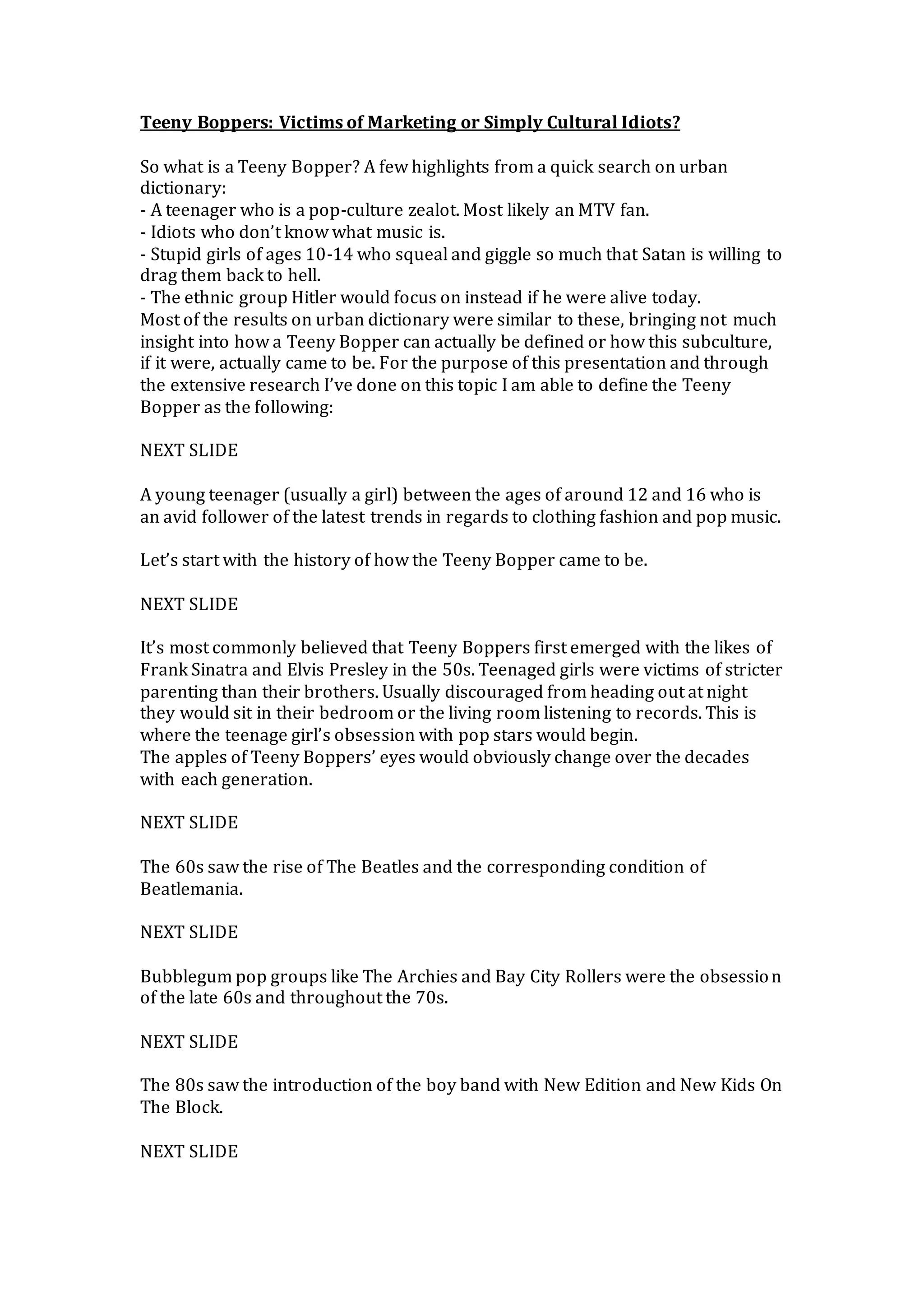 Teeny boppers script | DOCX