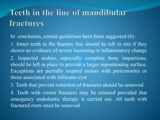 Teeth in The Line of Mandibular Fractures | PPTX