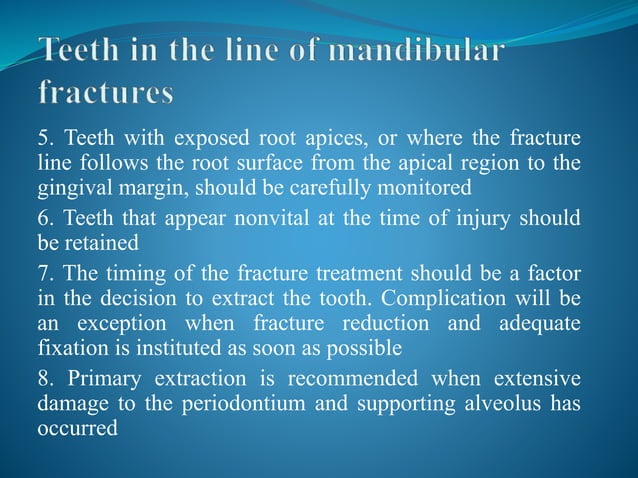 Teeth in The Line of Mandibular Fractures | PPT